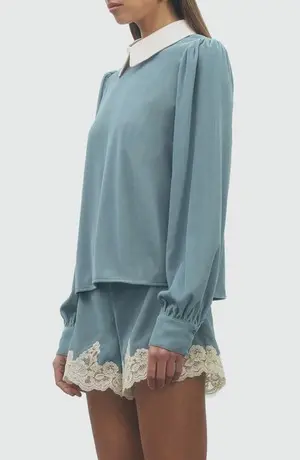 MAUDE CLUB Benny Contrasting Collar Top