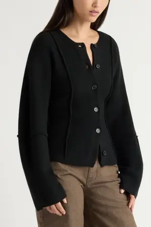 Modern Citizen Wren Exposed-seam Cardigan - Black