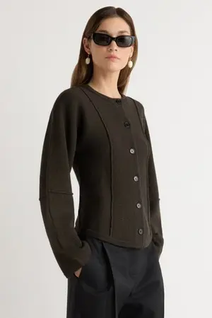 Modern Citizen Wren Exposed-seam Cardigan - Dark Truffle