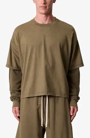 Mnml Layered Thermal Long Sleeve T-shirt - Olive