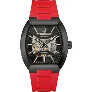 Bulova Maquina Skeleton Automatic Bracelet Watch Red