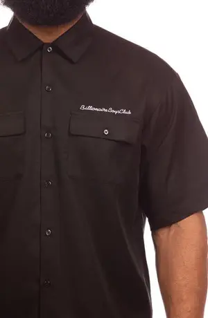 BILLIONAIRE BOYS CLUB Bb Tip Top Logo Appliqué Camp Shirt - Black