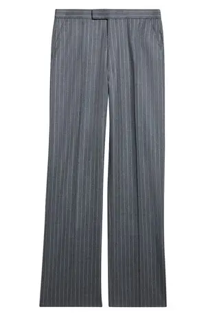 TOM FORD Pinstripe Twill Flannel Wide Leg Pants