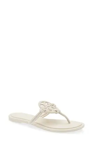 Tory Burch Miller Knotted Embellished Thong Sandal