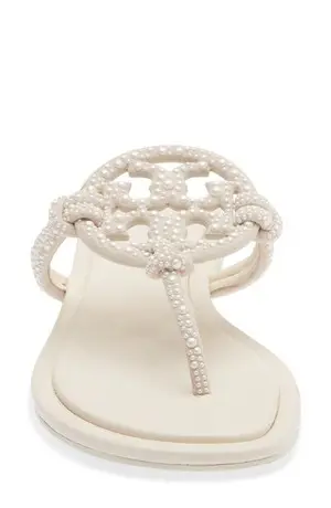 Tory Burch Miller Knotted Embellished Thong Sandal