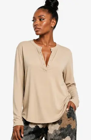 DAI MODA Button Up Long Sleeve T-shirt