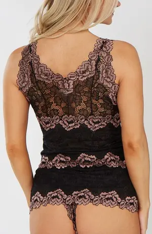 ICOLLECTION Lace Overlay Cami And High-waist Panty Set