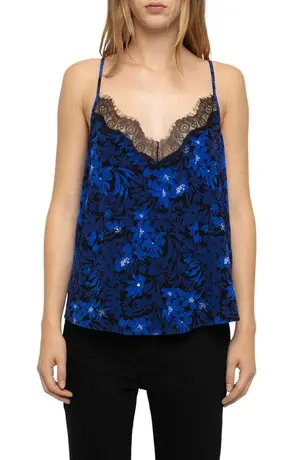 Zadig&Voltaire Cespa Floral Print Lace Trim Camisole - Electric