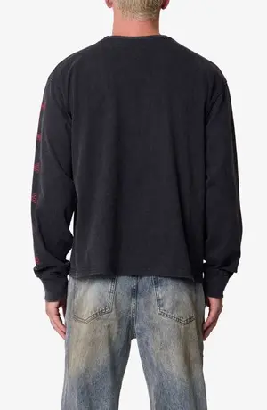 Mnml Washed La Long Sleeve Cotton Graphic T-shirt