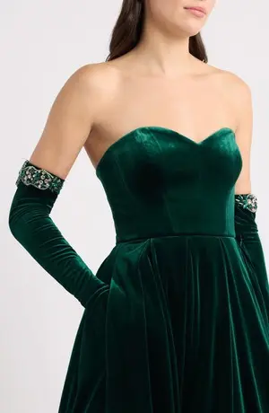 BRONX BANCO Fit & Flare Velvet Party Dress