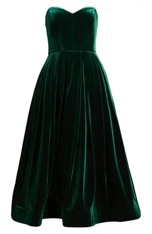 BRONX BANCO Fit & Flare Velvet Party Dress