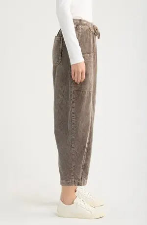 CITY BLUES Pull-on Cotton Corduroy Barrel Leg Cargo Pants