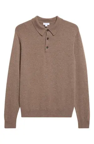 Sunspel Long Sleeve Cashmere Polo