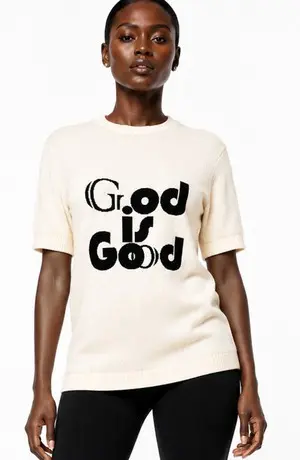 DAI MODA God Is Good Cashmere & Cotton Sweater