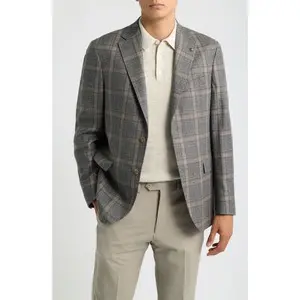 JACK VICTOR Midland Plaid Wool Sport Coat - Grey