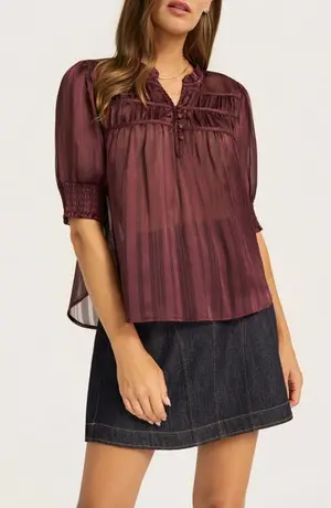 Matty M. Indie Shirred Top - Licorice