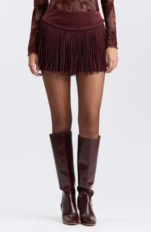Avec Les Filles Fringe Miniskirt - Wine