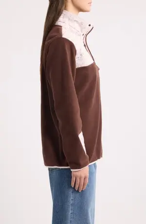 HAPPY CAMP3R Quilted Floral Fleece Henley Pullover