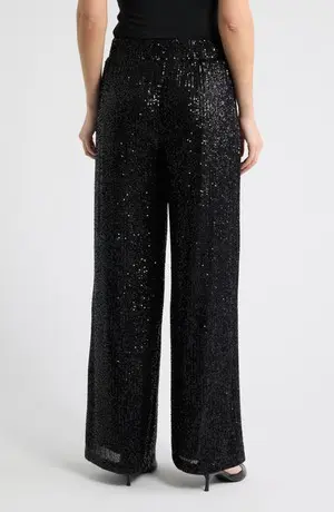 TAHARI ASL Sequin Wide Leg Pants