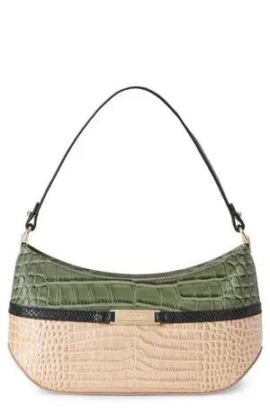 Brahmin Lilibeth Croc Embossed Leather Shoulder Bag - Beige Multi