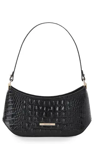 Brahmin Lilibeth Croc Embossed Leather Shoulder Bag - Black