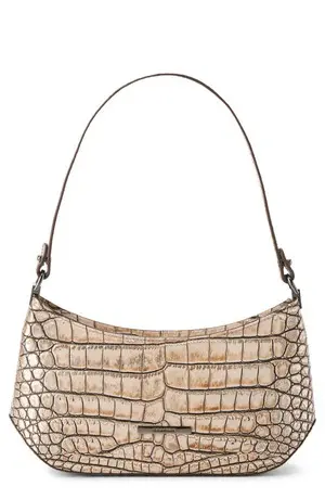 Brahmin Lilibeth Croc Embossed Leather Shoulder Bag - Fossilized