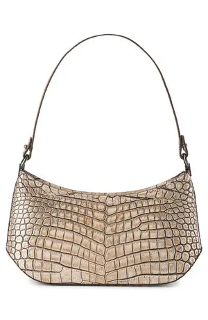 Brahmin Lilibeth Croc Embossed Leather Shoulder Bag - Fossilized