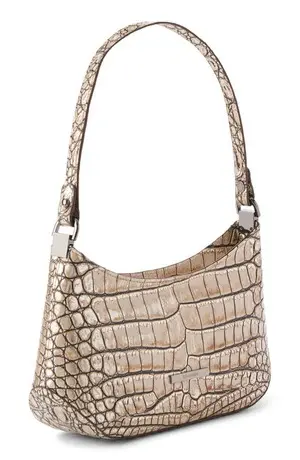 Brahmin Lilibeth Croc Embossed Leather Shoulder Bag - Fossilized