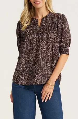 Matty M. Tala Print Pleated Top