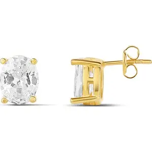 SHYMI Prong Set Oval Stud Earrings - Gold