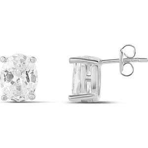 SHYMI Prong Set Oval Stud Earrings - Silver