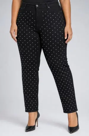 NYDJ Sheri High Waist Slim Straight Leg Jeans - Black Rinse