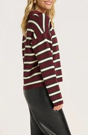 Matty M. Brey Striped Henley Sweater