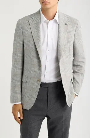 JACK VICTOR Midland Check Wool & Cashmere Sport Coat - Light Grey