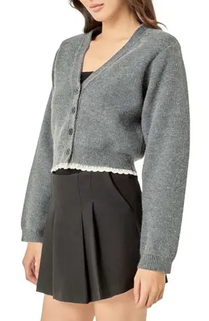 English Factory Lace Trim Cardigan
