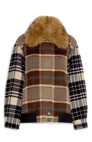 Max Mara Divina Virgin Wool Short Jacket With Faux Fur Collar