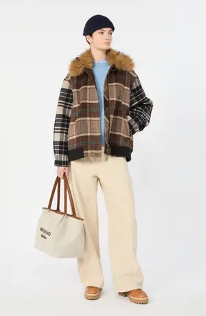 Max Mara Divina Virgin Wool Short Jacket With Faux Fur Collar