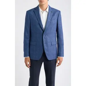 John Varvatos Bleecker Two-button Wool Blend Plaid Suit - Blue