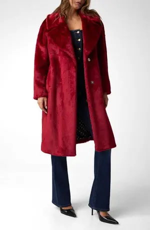 Guess Marilyn Faux Fur Coat - A51d-open