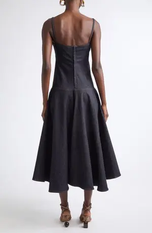 Jacquemus La Robe De-nimes Pina Denim Midi Dress - Dark Navy