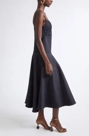 Jacquemus La Robe De-nimes Pina Denim Midi Dress - Dark Navy
