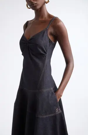 Jacquemus La Robe De-nimes Pina Denim Midi Dress - Dark Navy
