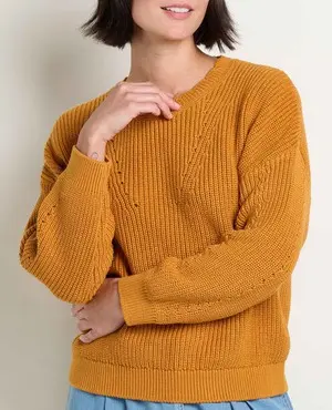 TOAD & CO Bianca Shaker Crew Sweater - Sunset