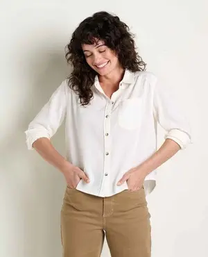 TOAD & CO Manzana Boxy Long Sleeve Shirt - Egret