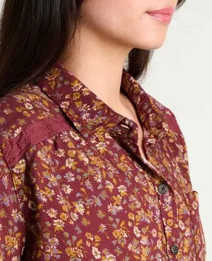 TOAD & CO Manzana Boxy Long Sleeve Shirt - Malbec Print