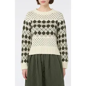 Max Mara Geometric Virgin Wool Blend Sweater - Kaki