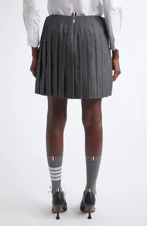 Thom Browne Plaid Low Rise Pleated Miniskirt