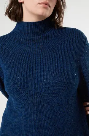 Marina Rinaldi Campale Beaded Mock Neck Sweater