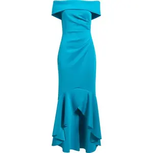 Eliza J Off The Shoulder High-low Gown - Ocean