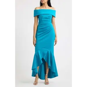 Eliza J Off The Shoulder High-low Gown - Ocean